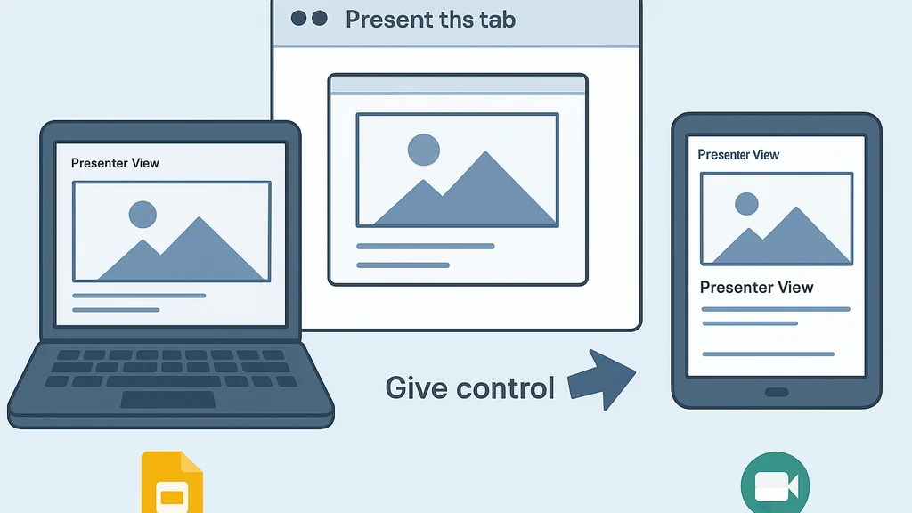 Google Slides co-presenter notes in Meet: two-device handoff